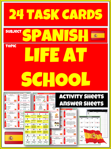 Life At School - MFL Spanish Task Cards | Teaching Resources