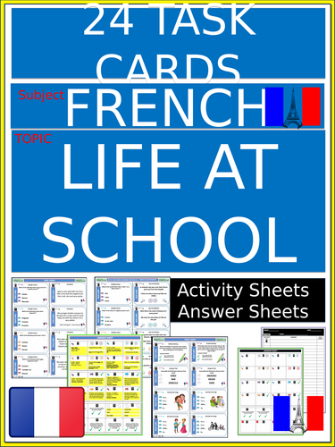 Life at School MFL French Task Cards | Teaching Resources