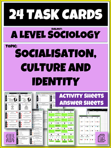 Socialisation Culture Identity Sociology Task Cards | Teaching Resources