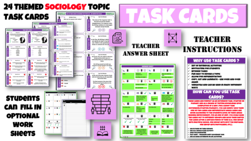 Socialisation Culture Identity Sociology Task Cards | Teaching Resources