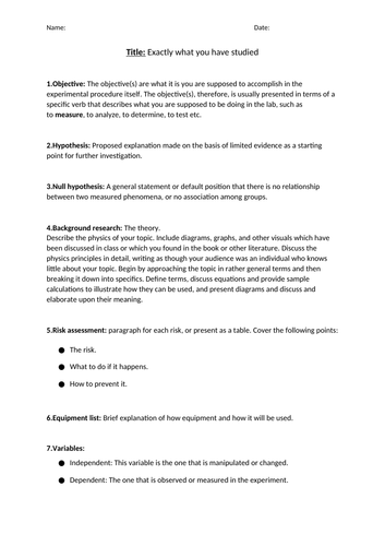 Lab write up template ideal for A level Core Practicals | Teaching ... Lab write up template ideal for A level Core Practicals | Teaching ...