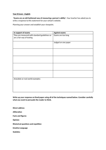10 x KS3 Cover Lessons - Year 8 English | Teaching Resources