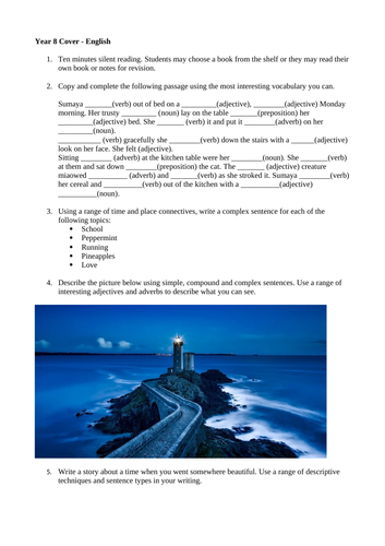 10 x KS3 Cover Lessons - Year 8 English | Teaching Resources