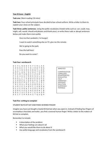 10 x KS3 Cover Lessons - Year 8 English | Teaching Resources