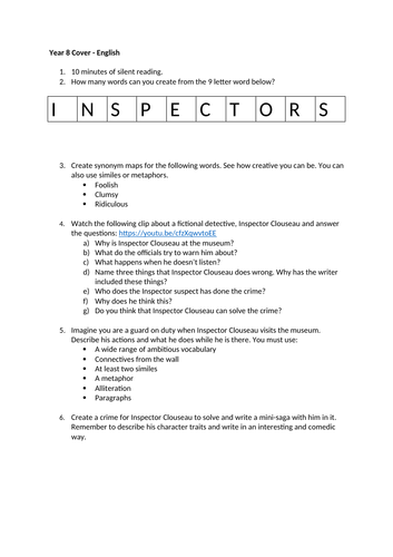 10 x KS3 Cover Lessons - Year 8 English | Teaching Resources