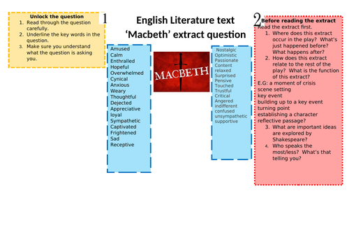 MACBETH EXTRACT QUESTION MAT & SENTENCE STEMS | Teaching Resources