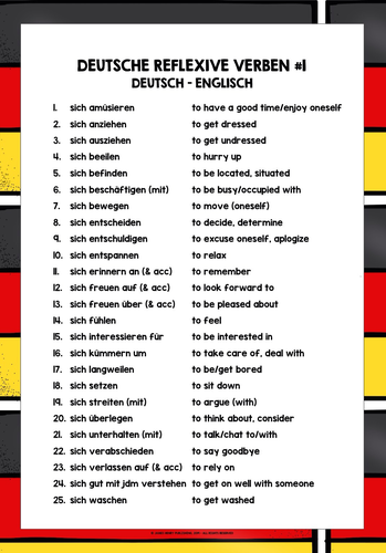 Reflexive Verben German Reflexive Verbs In 2020 Deutsch Lernen