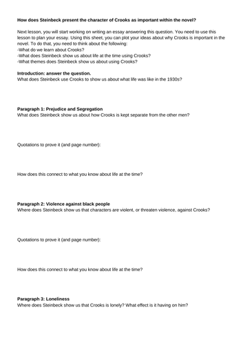 Of Mice and Men: Chapter 4: Crooks | Teaching Resources