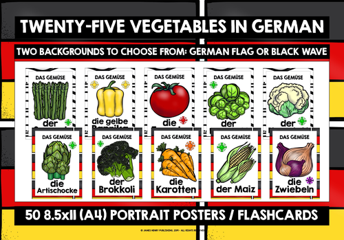 GERMAN VEGETABLES FLASHCARDS POSTERS | Teaching Resources
