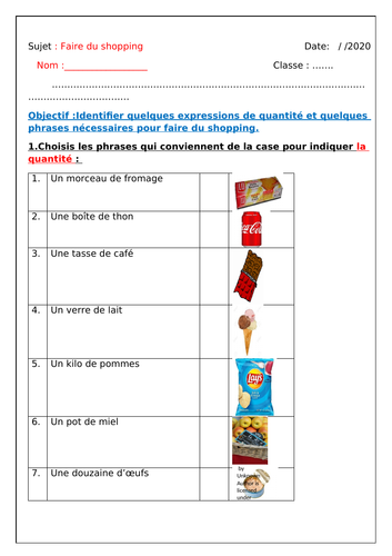 Faire du shopping | Teaching Resources