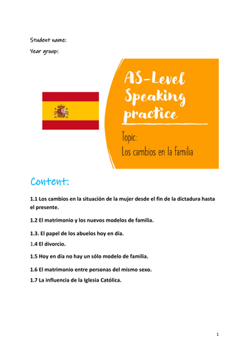 As Speaking Conversational La familia | Teaching Resources