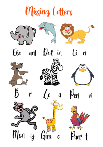 Missing Letters to Name the Animals | Teaching Resources