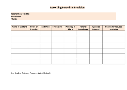 Tracking Part-time Timetable Provision. Student Pathway Sheet ...