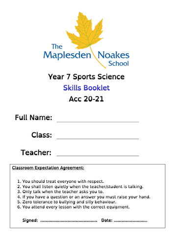 Yr.7 PE Wet Weather/ Cover/ Theory Lesson Booklets for KS3 & KS4 ...