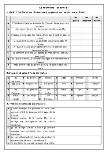 French Food (9 worksheets) | Teaching Resources