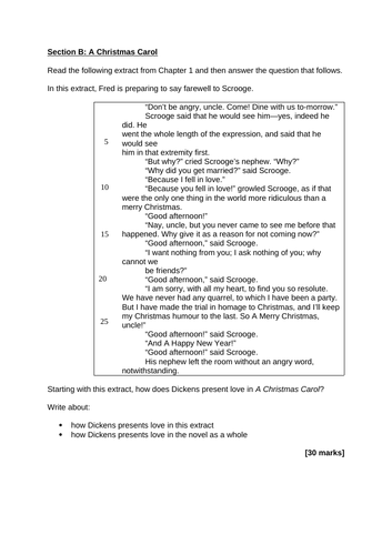 A Christmas Carol Question and example on theme of love | Teaching ...