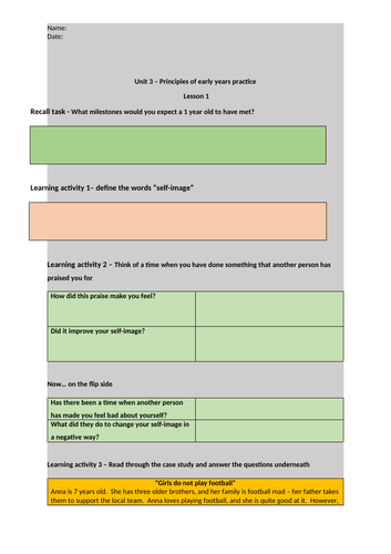 Unit 3 - Children's Play, Learning and Development | Teaching Resources