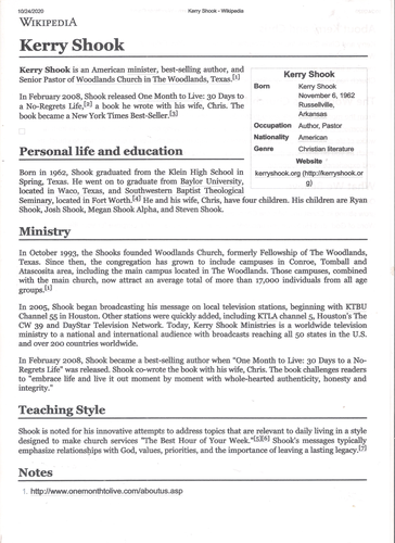 Kerry Shook | Teaching Resources