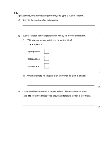 AQA GCSE Physics Unit 1 (P1): Atomic Structure - Radioactive and ...