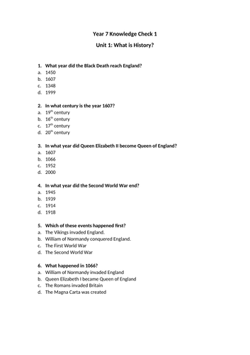 What is History? Year 7 Unit of Work | Teaching Resources