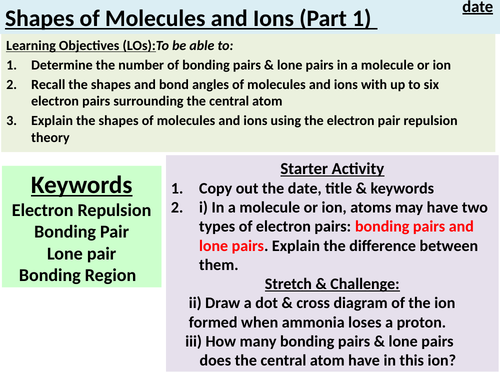 Shapes of Molecules and Ions | Teaching Resources