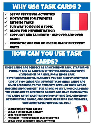 Free Time Activities French Task Cards | Teaching Resources