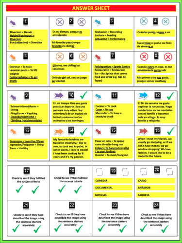 Spanish Free Time Activities | Teaching Resources
