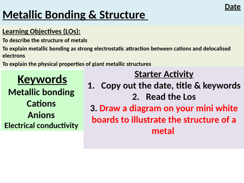 Metallic Bonding and Structure | Teaching Resources