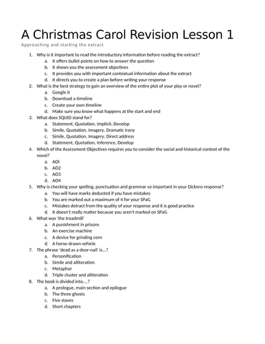 Online Revision Lessons - A Christmas Carol | Teaching Resources