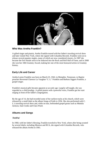 Black History Month Biographical Writing | Teaching Resources