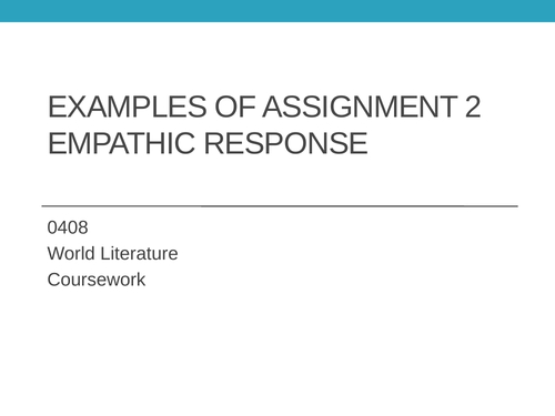 World Literature Empathic Response | Teaching Resources