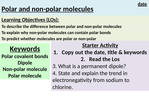 Polar and Non-Polar Molecules | Teaching Resources