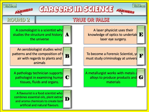 Science STEM Careers Quiz | Teaching Resources