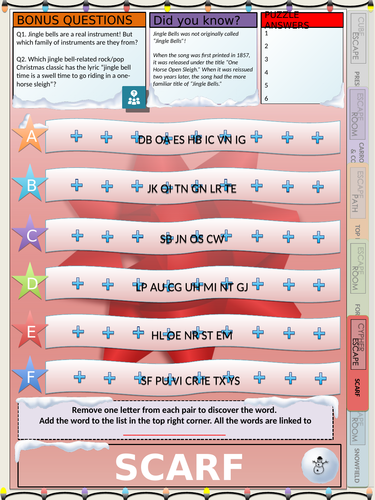 UK Christmas Music Escape Room | Teaching Resources