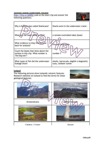 Volcanoes WebQuest Geography, ESL, ICT | Teaching Resources