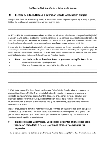 La guerra civil española | Teaching Resources