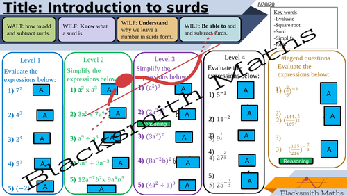 Unit 1 - Year 9 Delta - Powers and roots | Teaching Resources