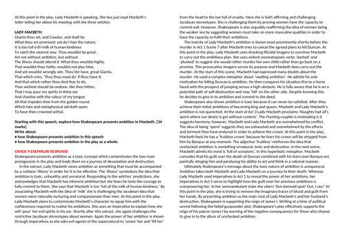 9 High Grade Macbeth Model Responses | Teaching Resources