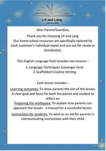 English Language - Creative Writing (Homeschooling) | Teaching Resources