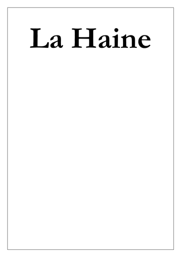 La Haine analysez la haine attire la haine (essay question) French A ...