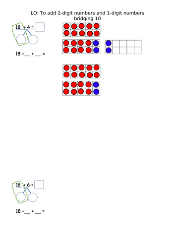 Adding 2-digit and 1-digit numbers bridging 10 | Teaching Resources