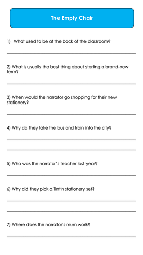 The Boy at the Back of the Class Reading Comprehension (Chapters 1 and ...