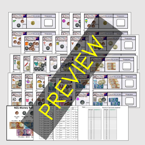 New Zealand Money Giving Change Task Cards | Teaching Resources