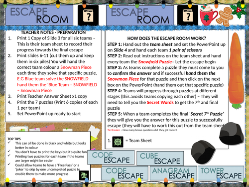 Economics Christmas Escape Room | Teaching Resources
