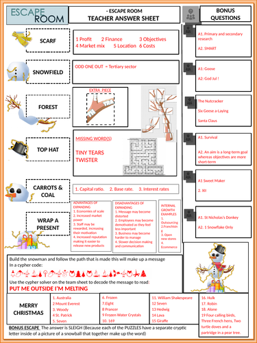 Business Christmas Escape Room | Teaching Resources