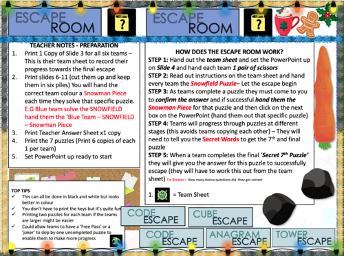 PE & SPORT Christmas Escape Room | Teaching Resources