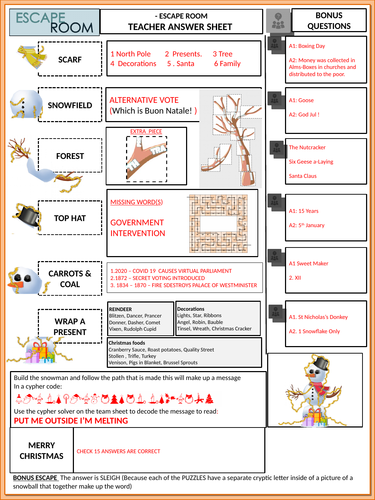 Citizenship Christmas Escape Room | Teaching Resources