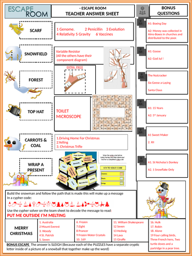Science Christmas Escape Room | Teaching Resources