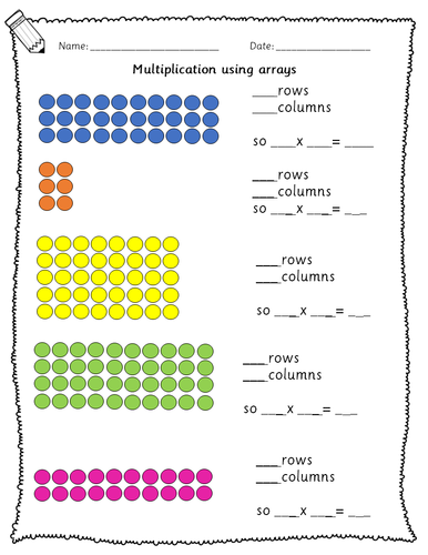 Year 3 arrays - counting in 2s, 5s, 10s, 3s and 4s multiplication beginners scaffolded ...