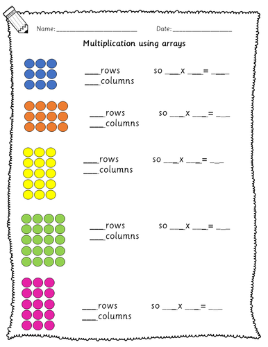 Year 3 arrays - counting in 2s, 5s, 10s, 3s and 4s multiplication ...